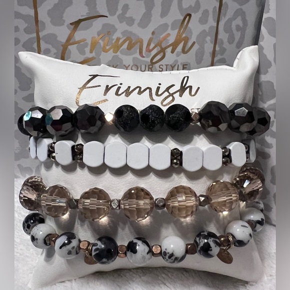 Erimish | Jewelry | Brand New Erimish Bracelets 4 Pc Stack Black White ...